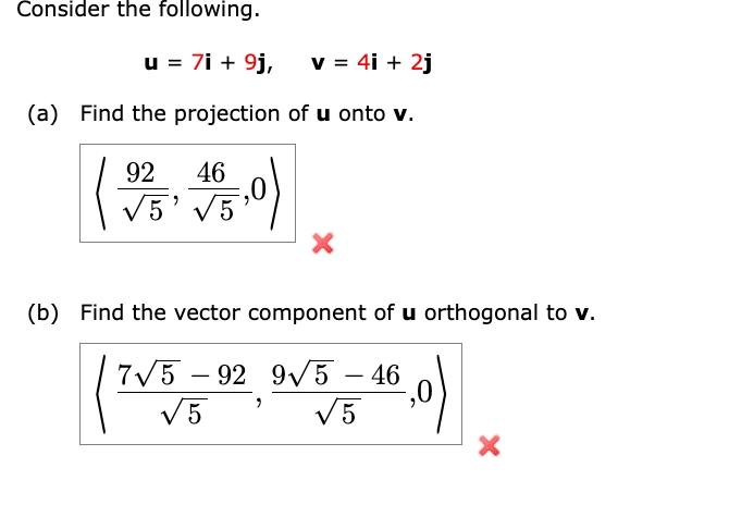 Solved Consider the following.u=7i+9j,v=4i+2j(a) ﻿Find the | Chegg.com