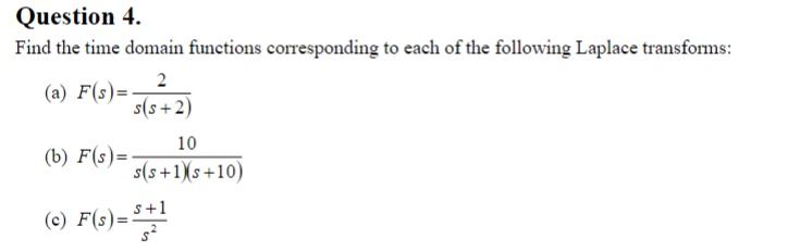 Solved Question 4.Find the time domain functions | Chegg.com