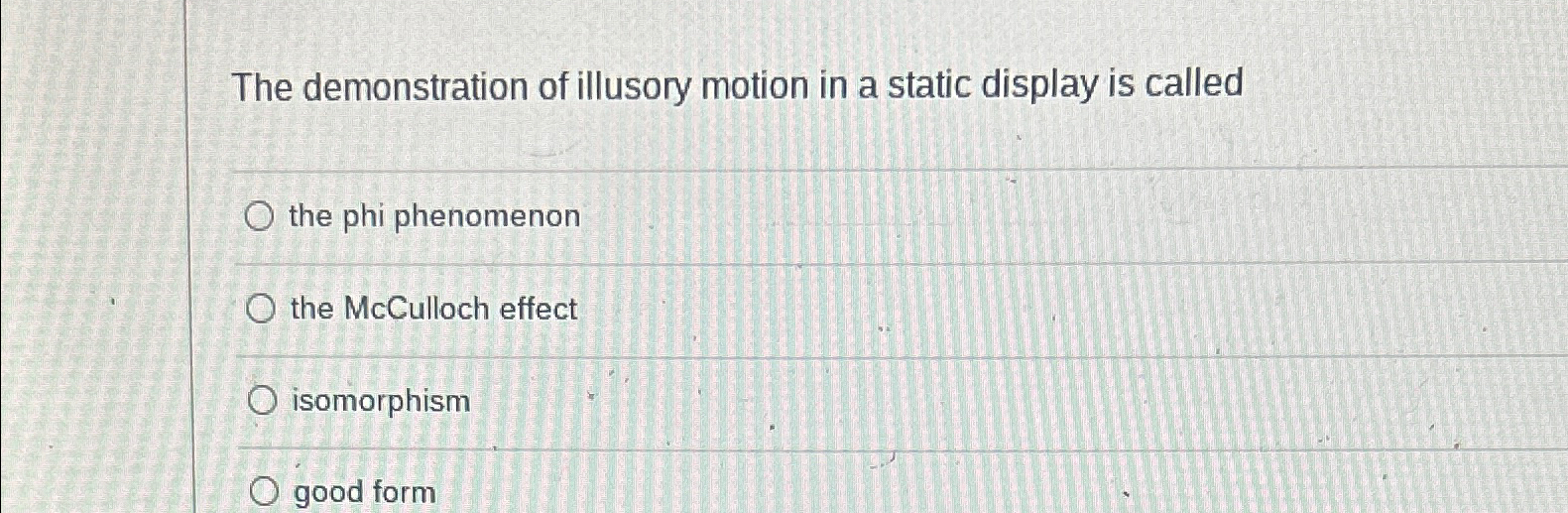 Solved The demonstration of illusory motion in a static | Chegg.com