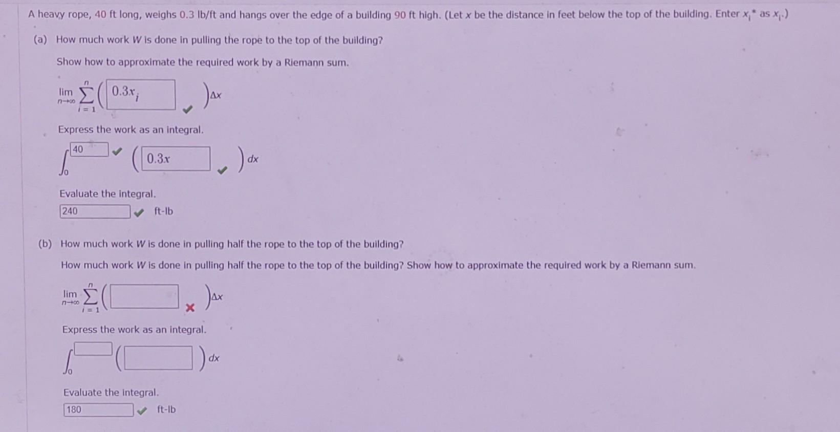 Solved A heavy rope, 40ft long, weighs 0.3lb/ft and hangs | Chegg.com