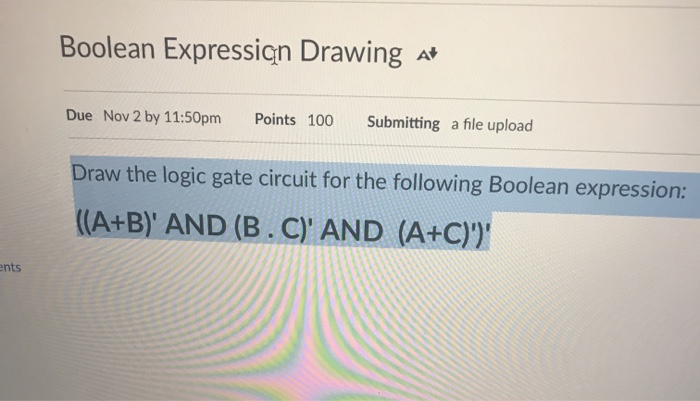 Solved Boolean Expressian Drawing at Due Nov 2 by 11:50pm | Chegg.com