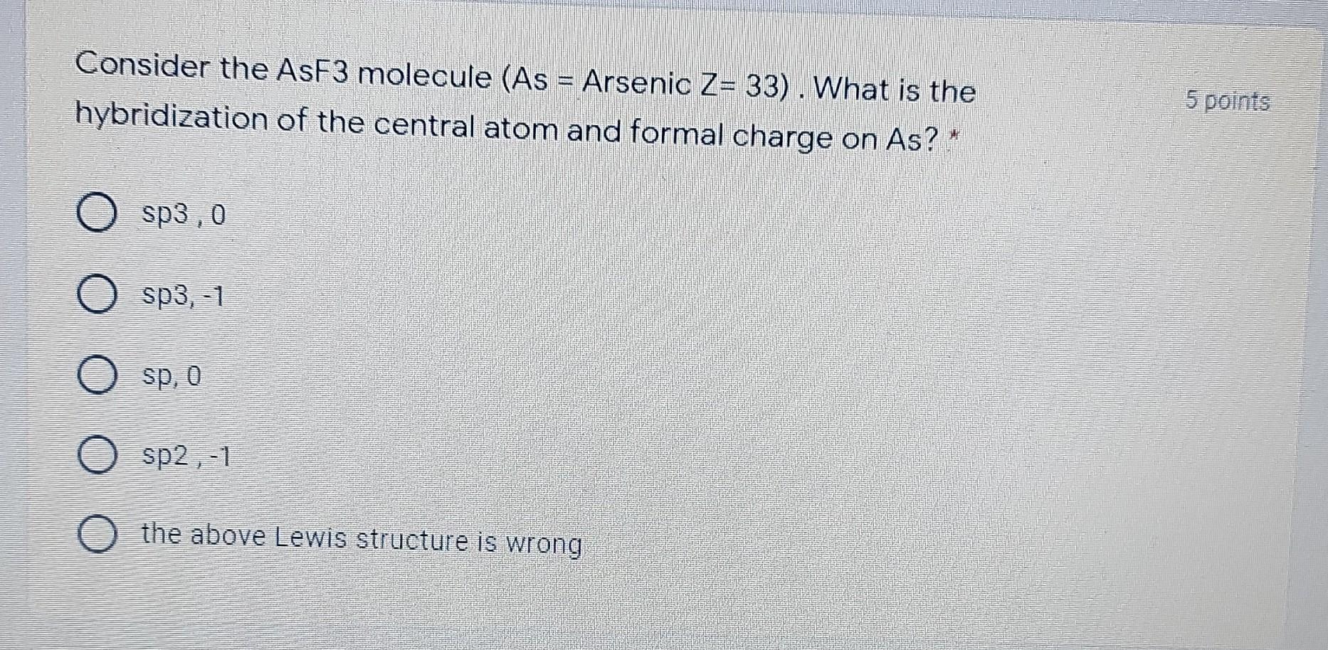 Solved Consider the AsF3 molecule (As = Arsenic Z= 33). What | Chegg.com