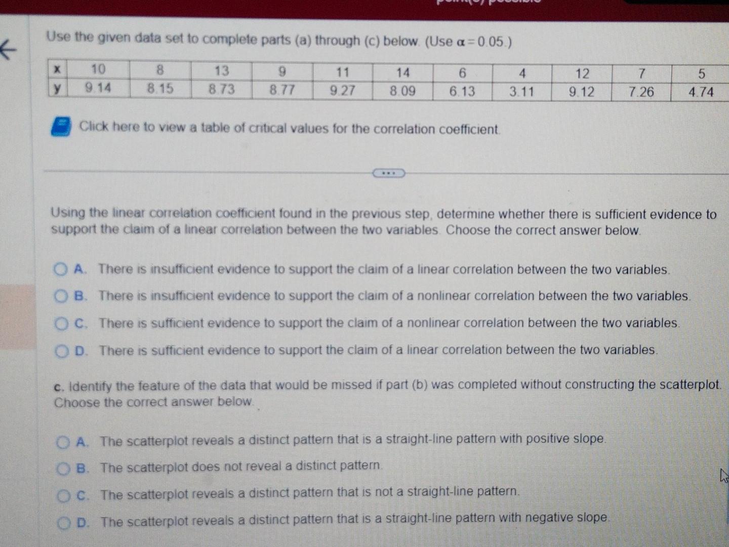 Solved Use the given data set to complete parts (a) through | Chegg.com