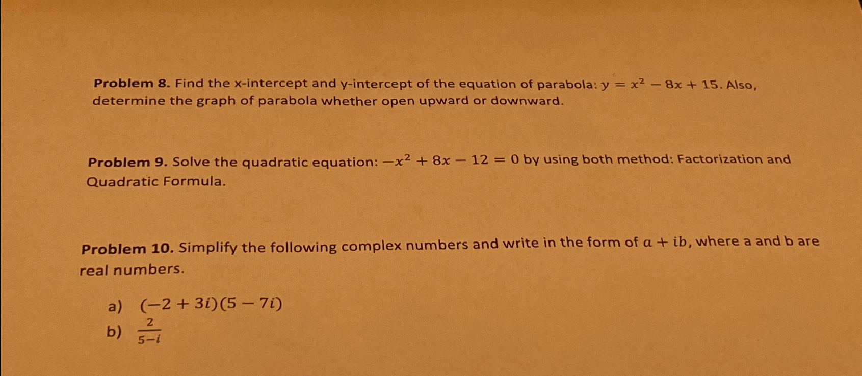 Solved Problem 8. ﻿Find the x-intercept and y-intercept of | Chegg.com