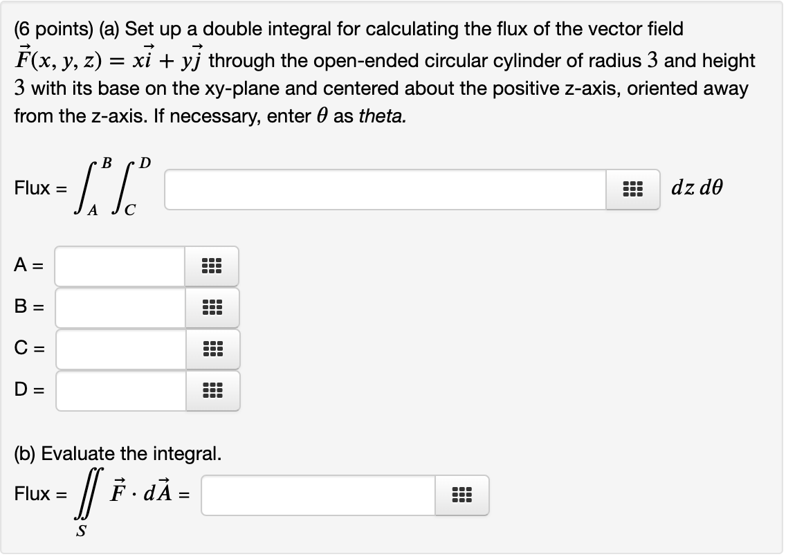 Solved (6 ﻿points) (a) ﻿Set up a double integral for | Chegg.com