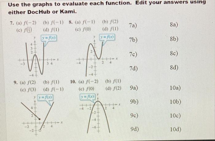 Solved Use the graphs to evaluate each function. Edit your | Chegg.com