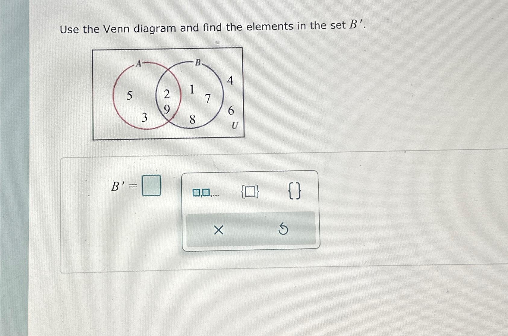 Solved Use the Venn diagram and find the elements in the set | Chegg.com