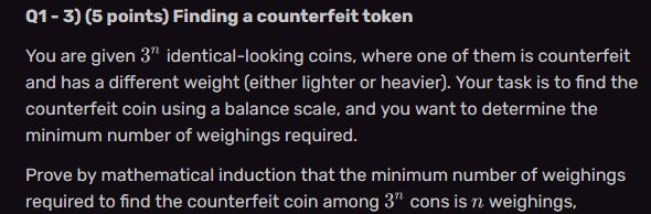 Solved Finding a counterfeit tokenYou are given 3n | Chegg.com