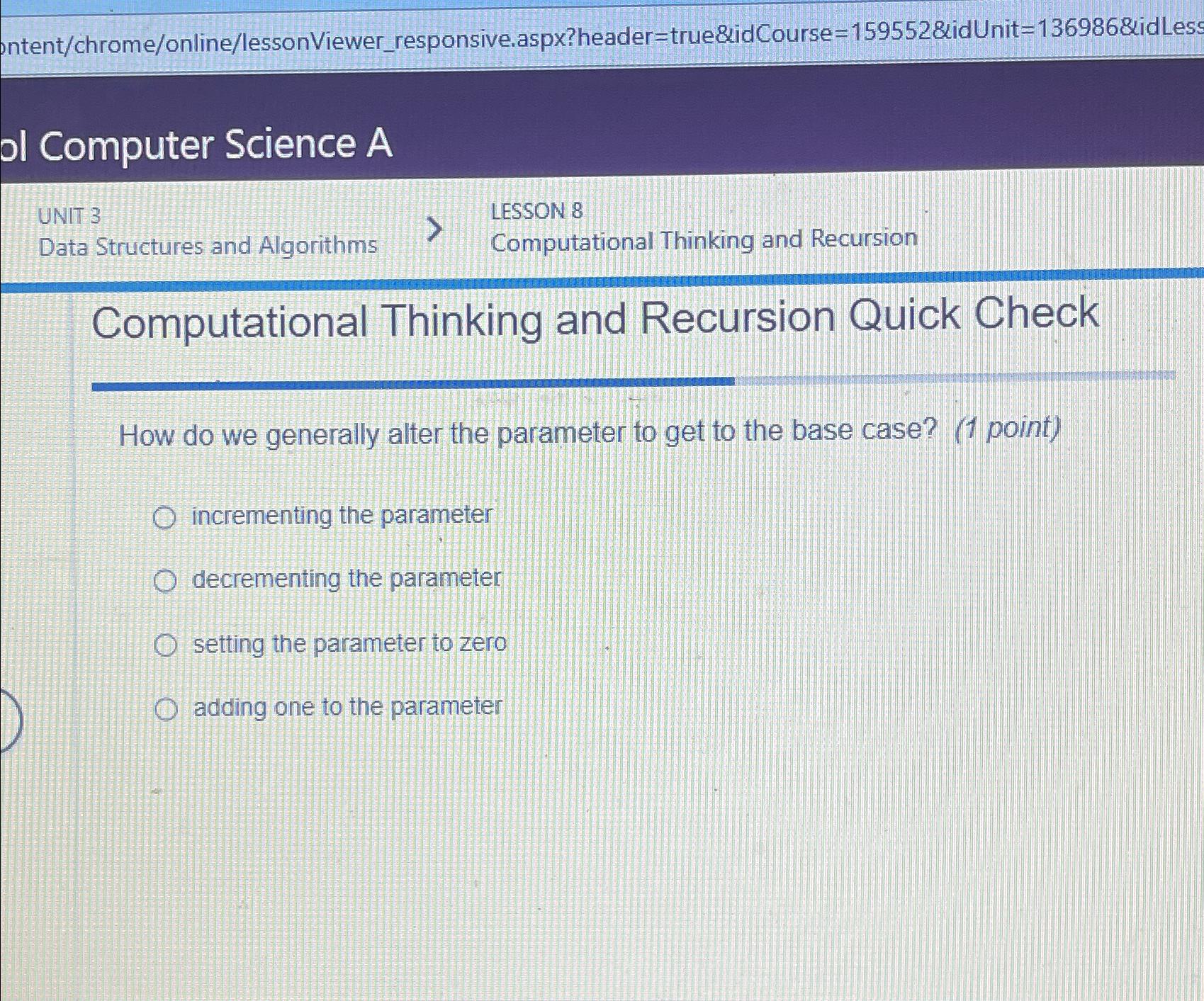 Solved ol Computer Science AUNIT 3LESSON 8Data Structures | Chegg.com