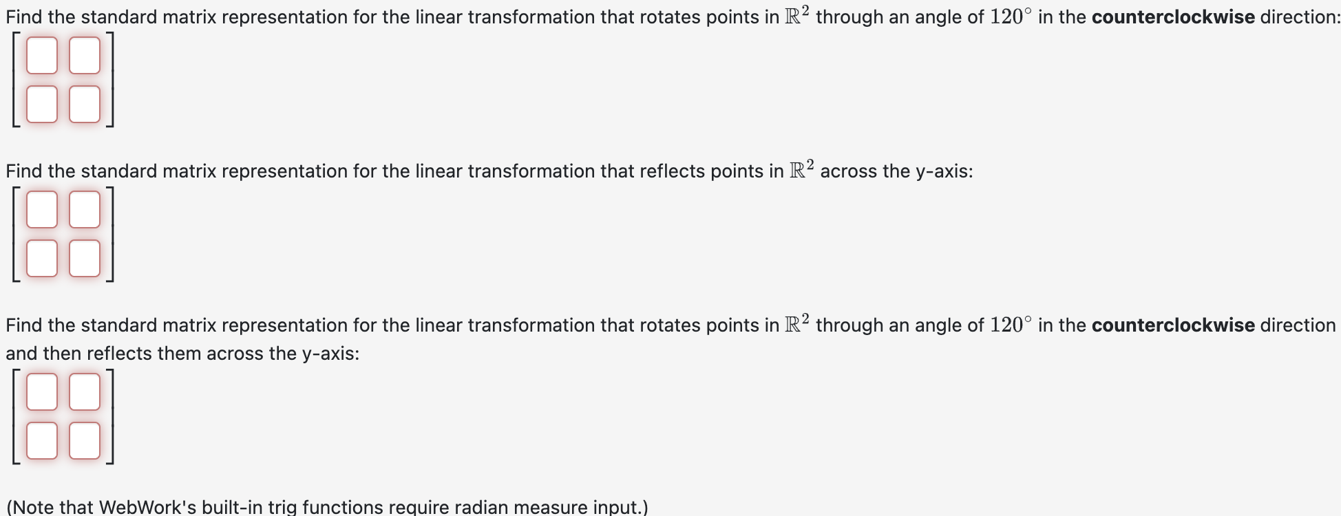 Solved Find the standard matrix representation for the | Chegg.com