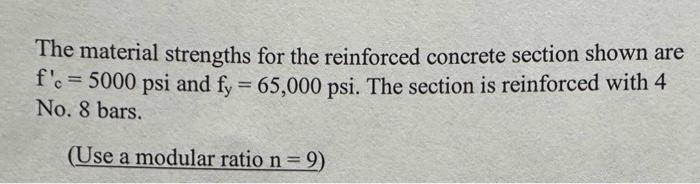 Solved The material strengths for the reinforced concrete | Chegg.com