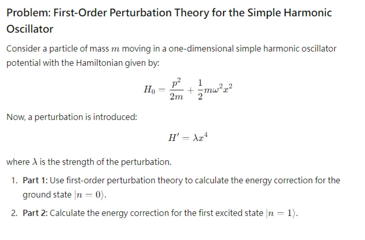 Solved Problem First Order Perturbation Theory For The