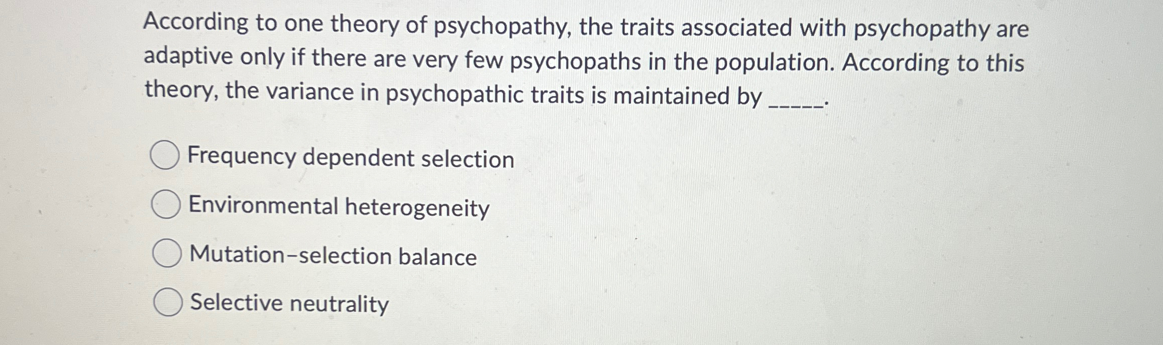 Solved According to one theory of psychopathy, the traits | Chegg.com