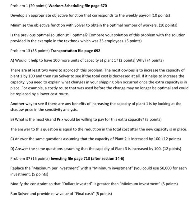 Solved Problem 1 (20 points) Workers Scheduling file page | Chegg.com