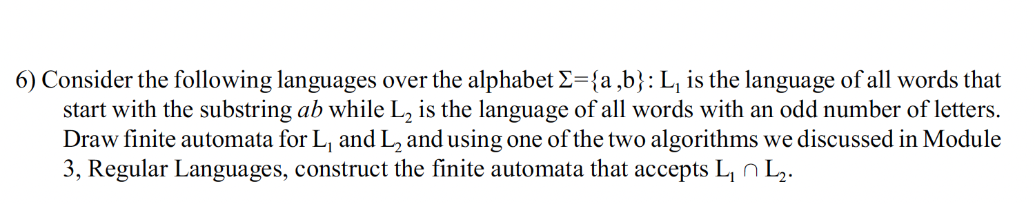 Solved Consider the following languages over the alphabet | Chegg.com