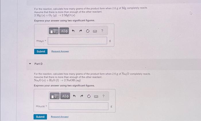 Solved For the reaction, calculate how many grams of the | Chegg.com