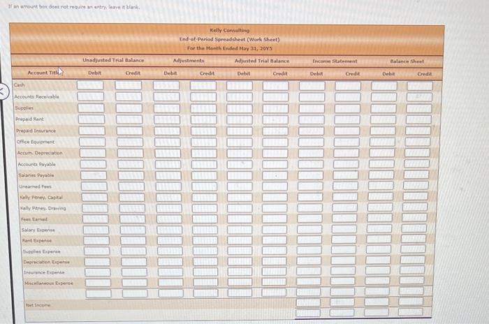 Comprehensive Problem 1 Part 5: Work Sheet The | Chegg.com