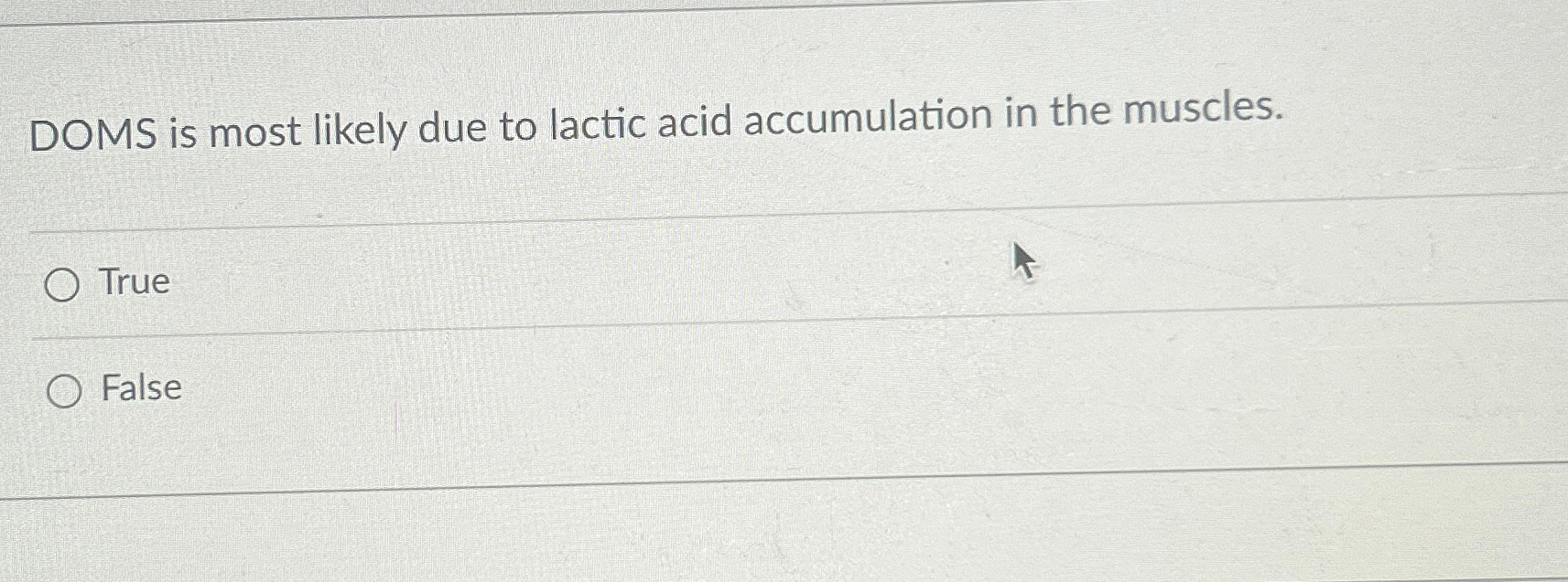 Solved DOMS is most likely due to lactic acid accumulation | Chegg.com