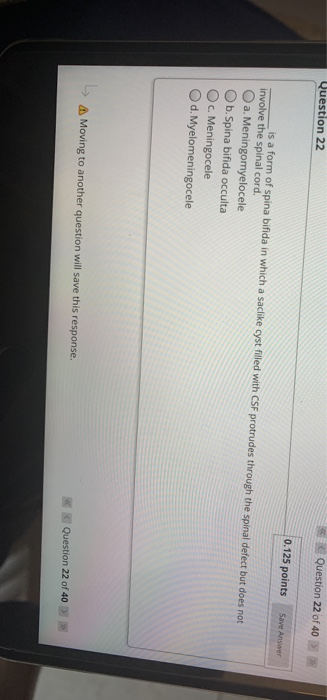 Solved Question 22 Question 22 of 40 0.125 points Save | Chegg.com