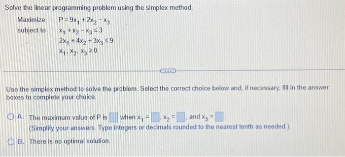 Solved Solve the linear programming problem using the | Chegg.com
