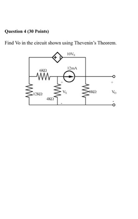 Solved Find Vo in the circuit shown using Thevenin's | Chegg.com