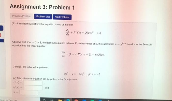 Solved Assignment 3 Problem 1 Previous Problem Problem List 6126