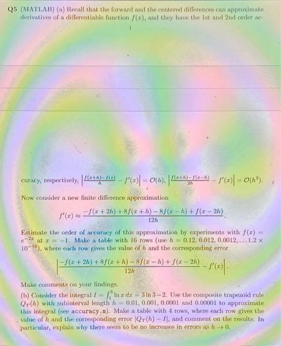 Solved Q5 (MATLAB) (a) Recall that the forward and the | Chegg.com