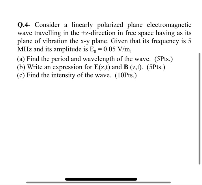 Solved Q.4- Consider a linearly polarized plane | Chegg.com