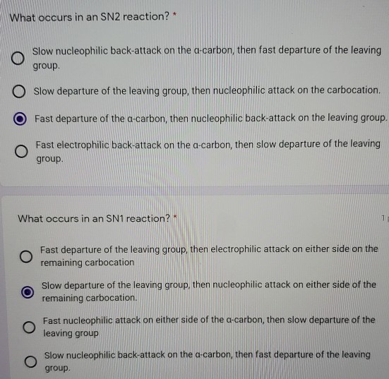 Solved What occurs in an SN2 reaction? Slow nucleophilic | Chegg.com