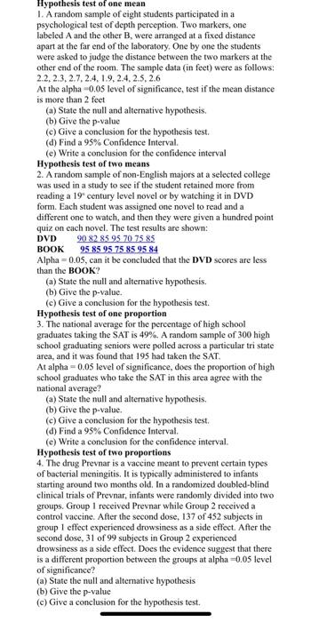Solved Hypothesis test of one mean 1. A random sample of | Chegg.com