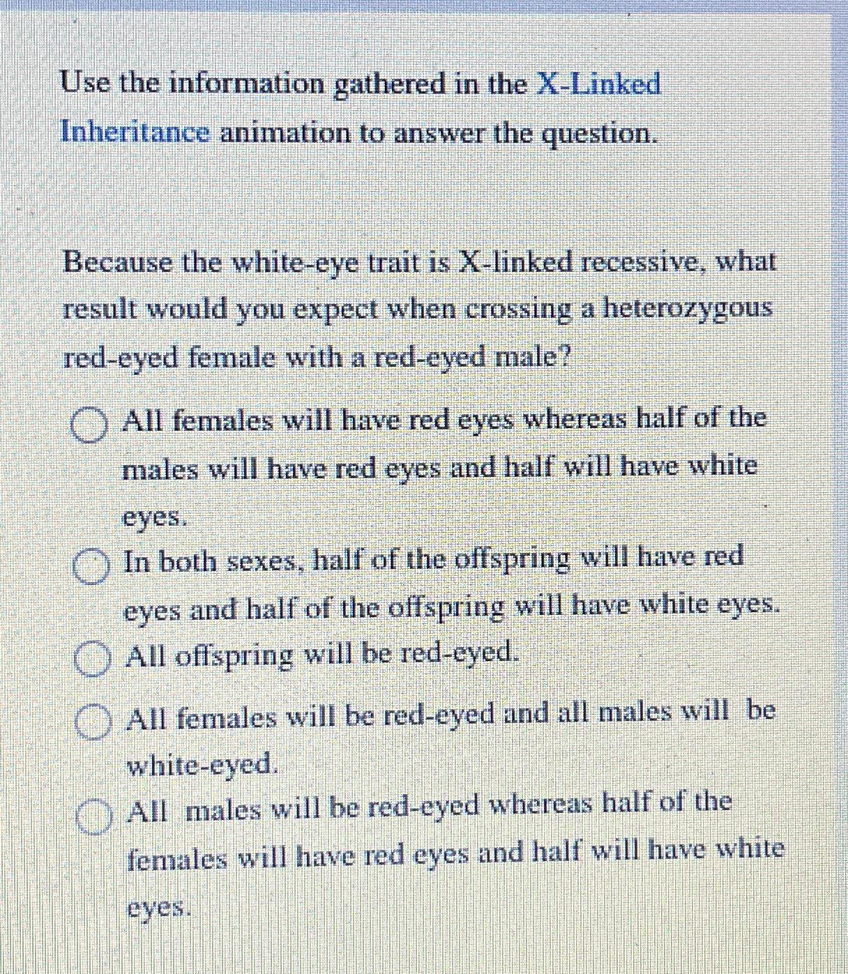 Solved Use the information gathered in the X-Linked | Chegg.com