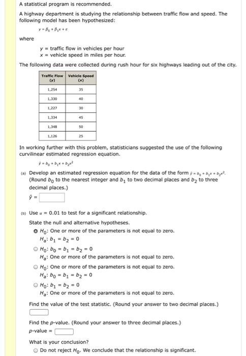 Solved A statistical program is recommended. A highway | Chegg.com