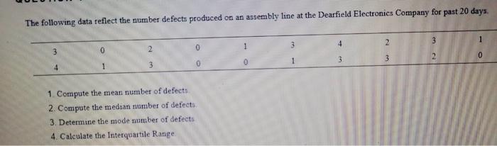 Solved The following data reflect the number defects | Chegg.com