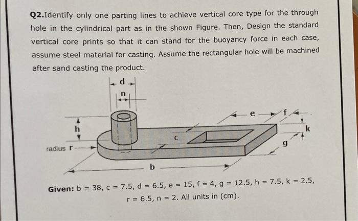 Solved Q2.Identify only one parting lines to achieve | Chegg.com