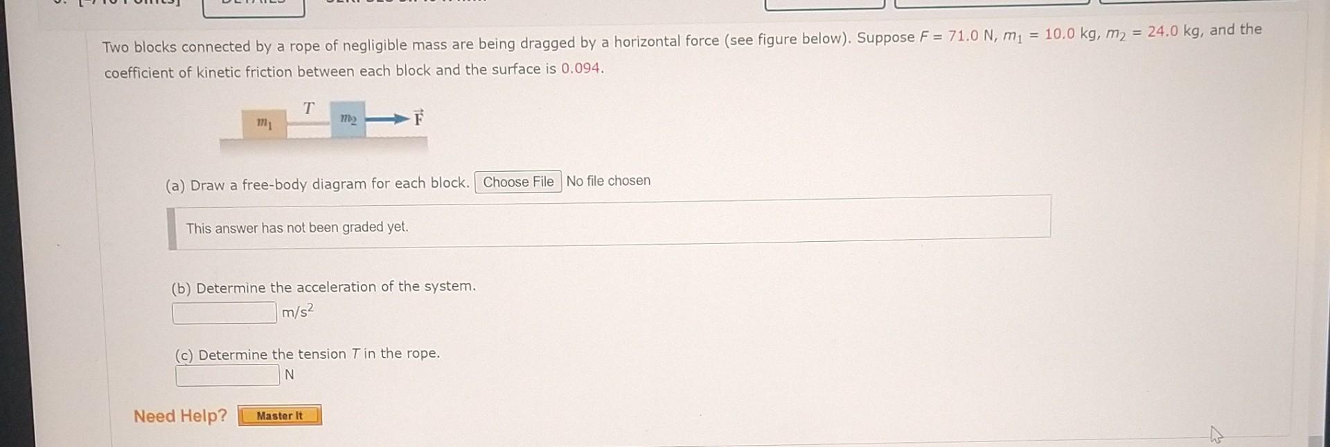Solved Two blocks connected by a rope of negligible mass are | Chegg.com
