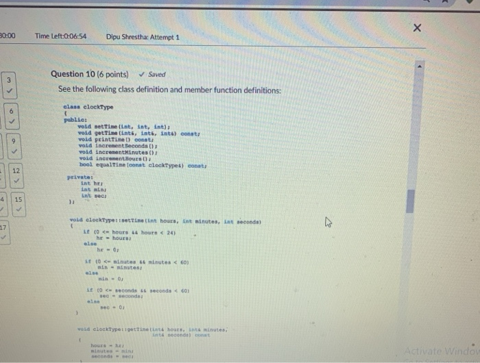 30:00 Time Left:0:06:54 Dipu Shrestha: Attempt 1 | Chegg.com