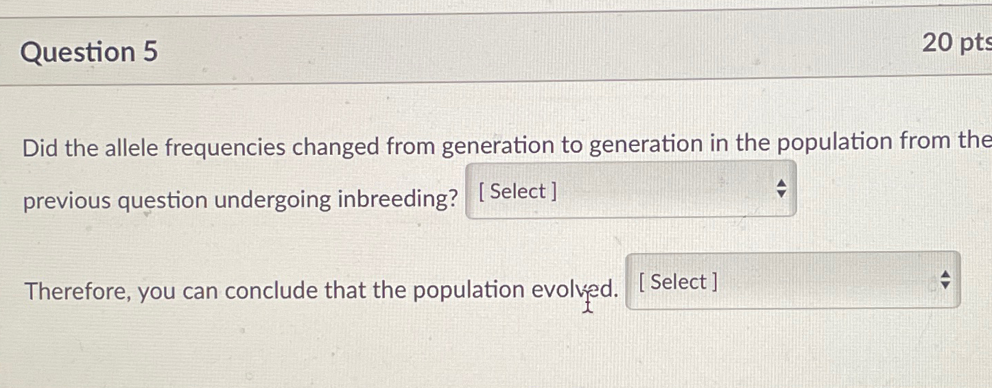 Solved Question 5Did the allele frequencies changed from | Chegg.com