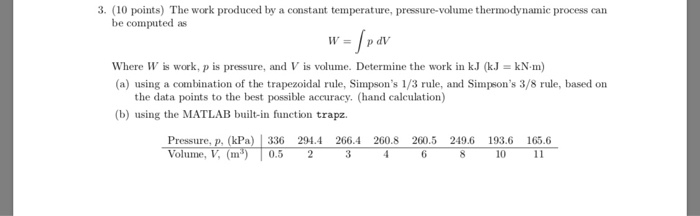 3. (10 points) The work produced by a constant | Chegg.com