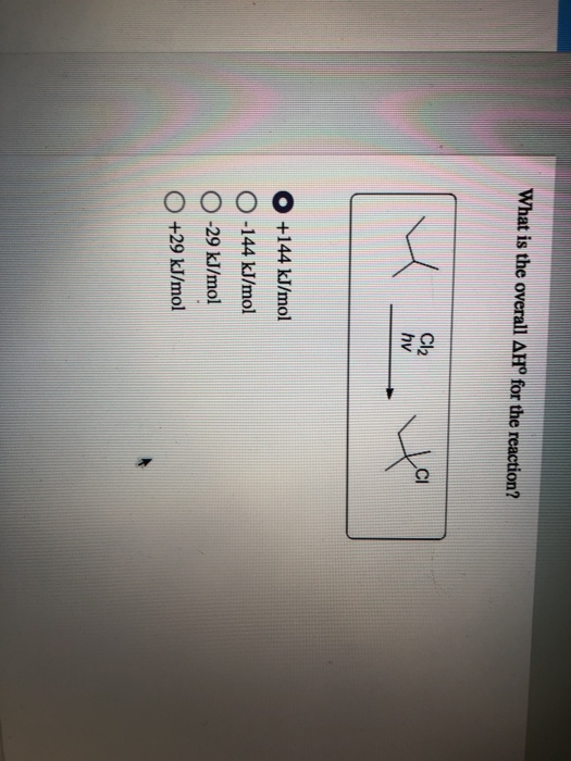 Solved What is the overall AH° for the reaction? Cl2 hv ta O | Chegg.com