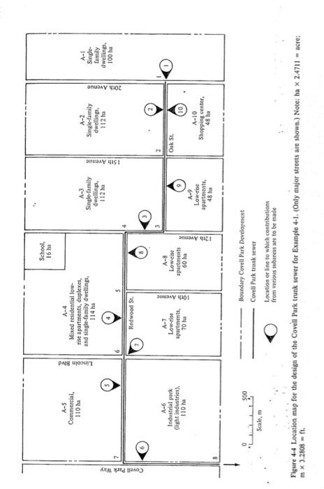 Example 4-1 Design of a gravity-flow trunk sewer | Chegg.com