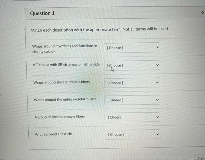 Solved Question 1 6 Match each description with the | Chegg.com