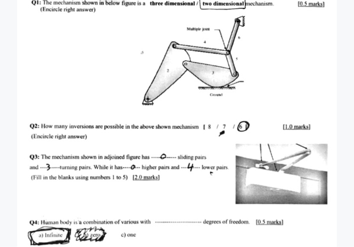 Solved Q1: The mechanism shown in below figure is a three | Chegg.com