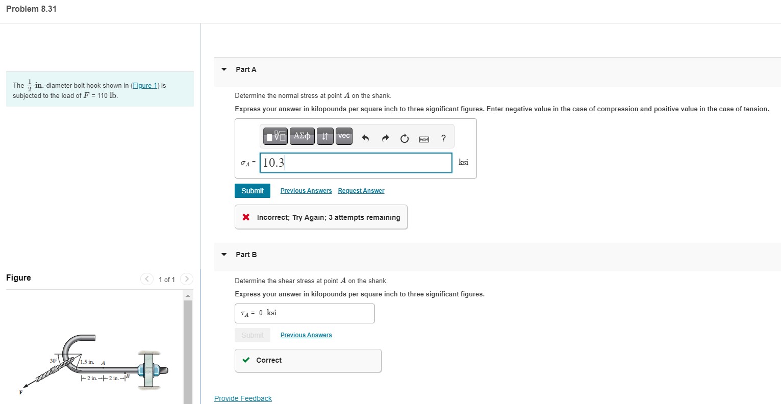 Solved Problem 8.31The 12-in.-diameter bolt hook shown in | Chegg.com