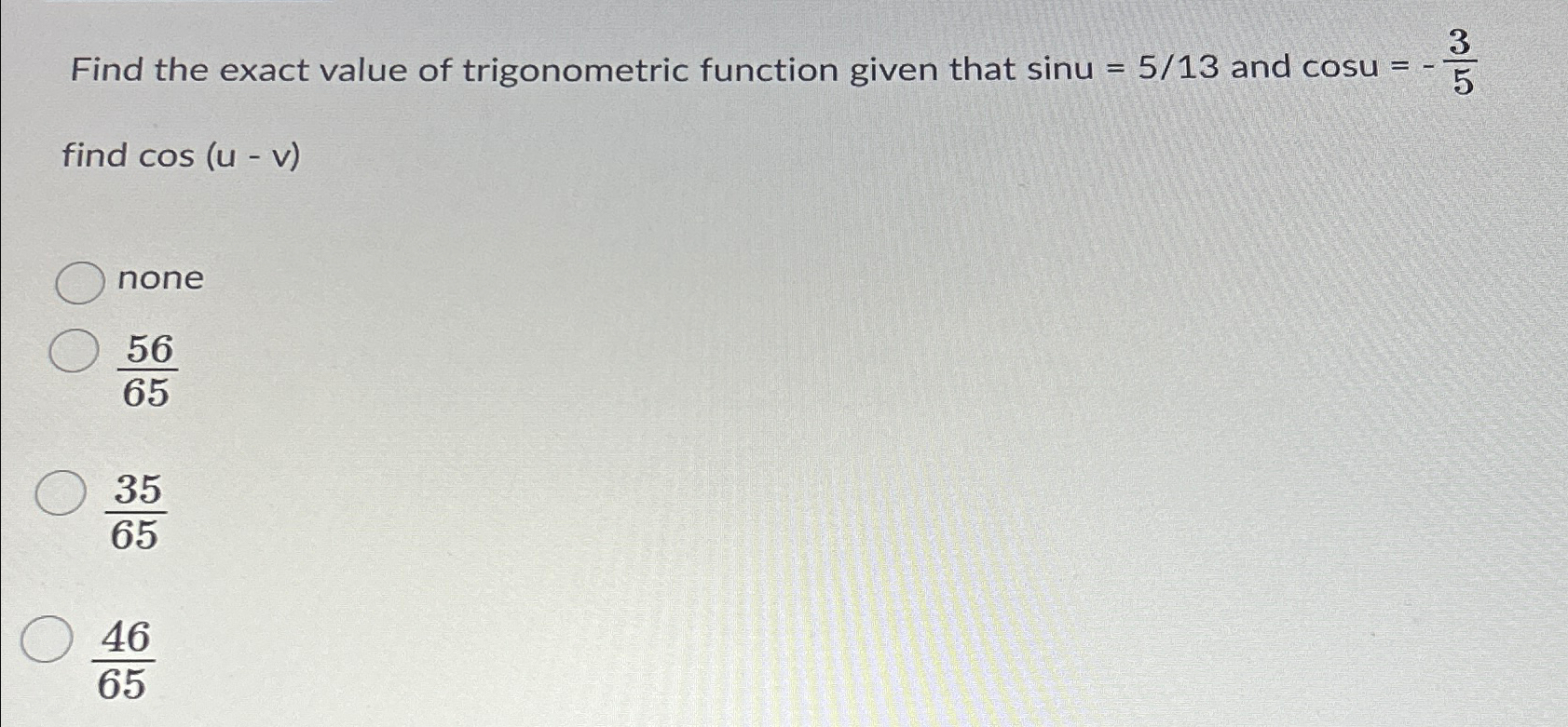 Solved Find the exact value of trigonometric function given | Chegg.com