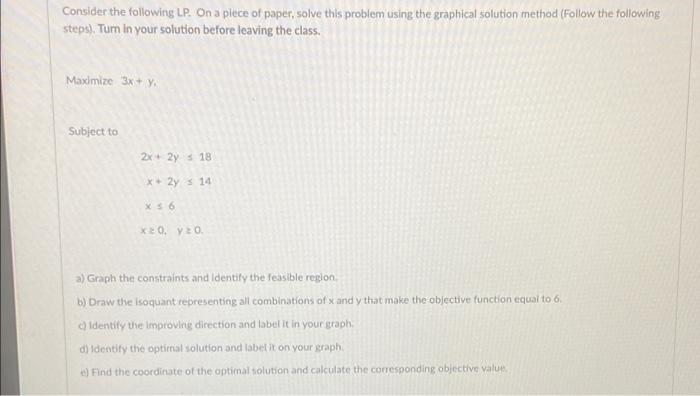 Solved Consider the following LP. On a piece of paper, solve | Chegg.com