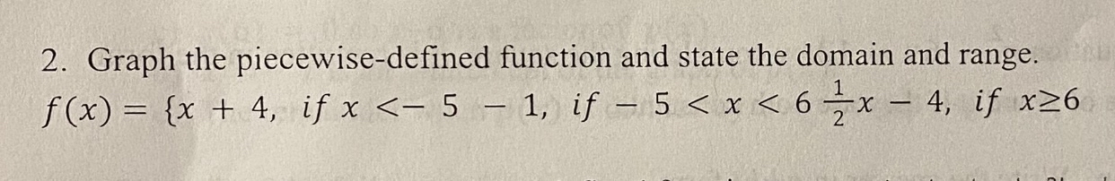 Solved Graph the piecewise-defined function and state the | Chegg.com