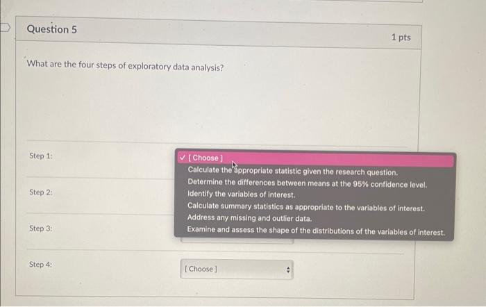 Solved What are the four steps of exploratory data analysis? | Chegg.com