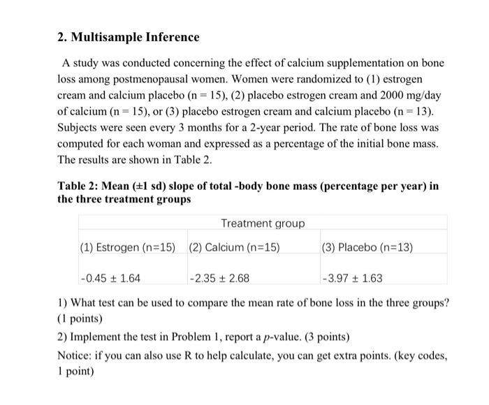 Solved Assignment 5 1. Nonparametric methods Table 1 Pod | Chegg.com
