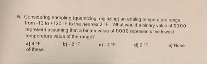 Solved 6 Considering Sampling Quantizing Digitizing An 