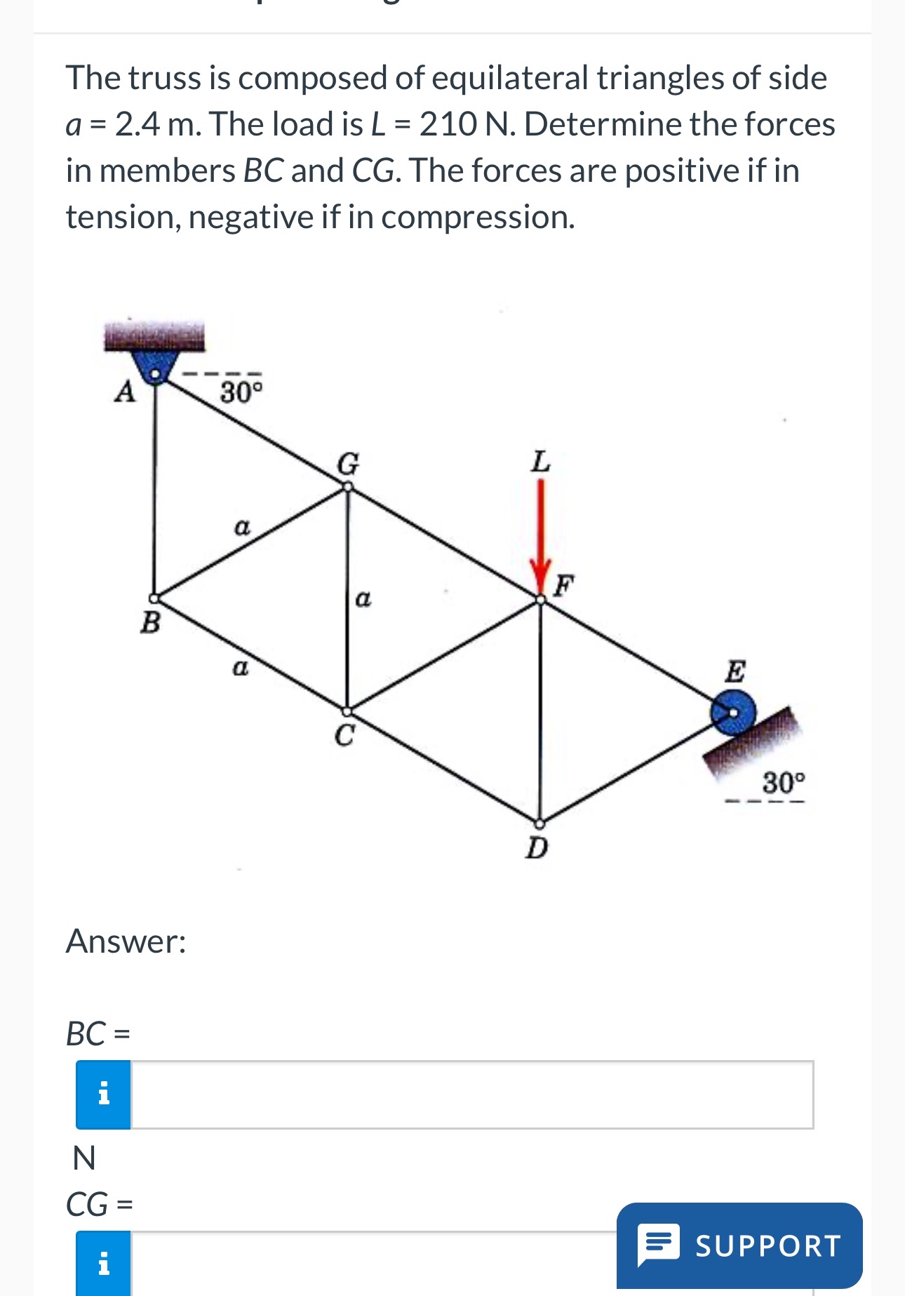 Solved The truss is composed of equilateral triangles of | Chegg.com